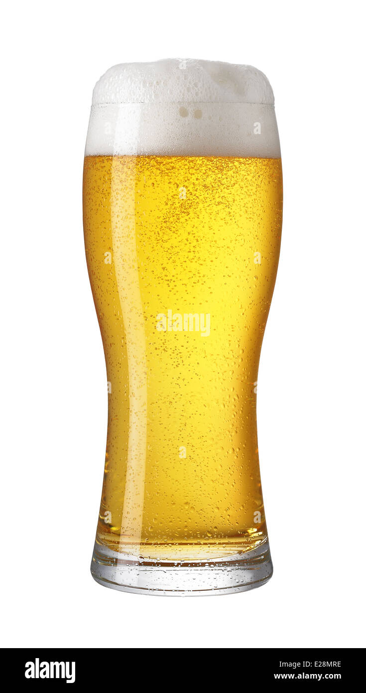 Glass of light beer isolated on a white background Stock Photo - Alamy