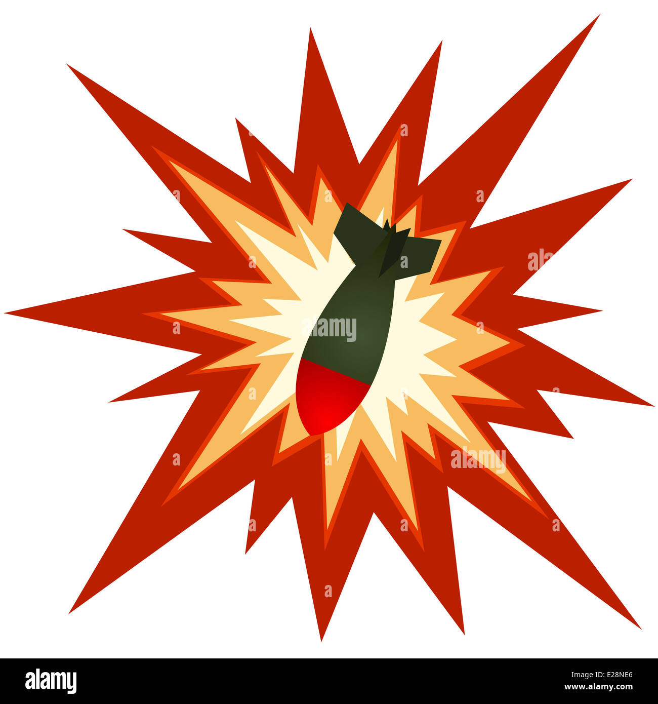 Aerial bombs explosion on the background. Illustration on white ...