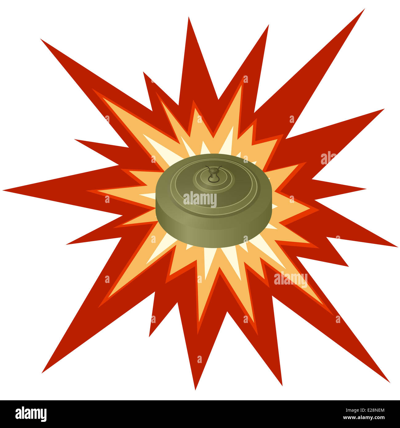 Antitank mine explosion on the background. Illustration on white ...