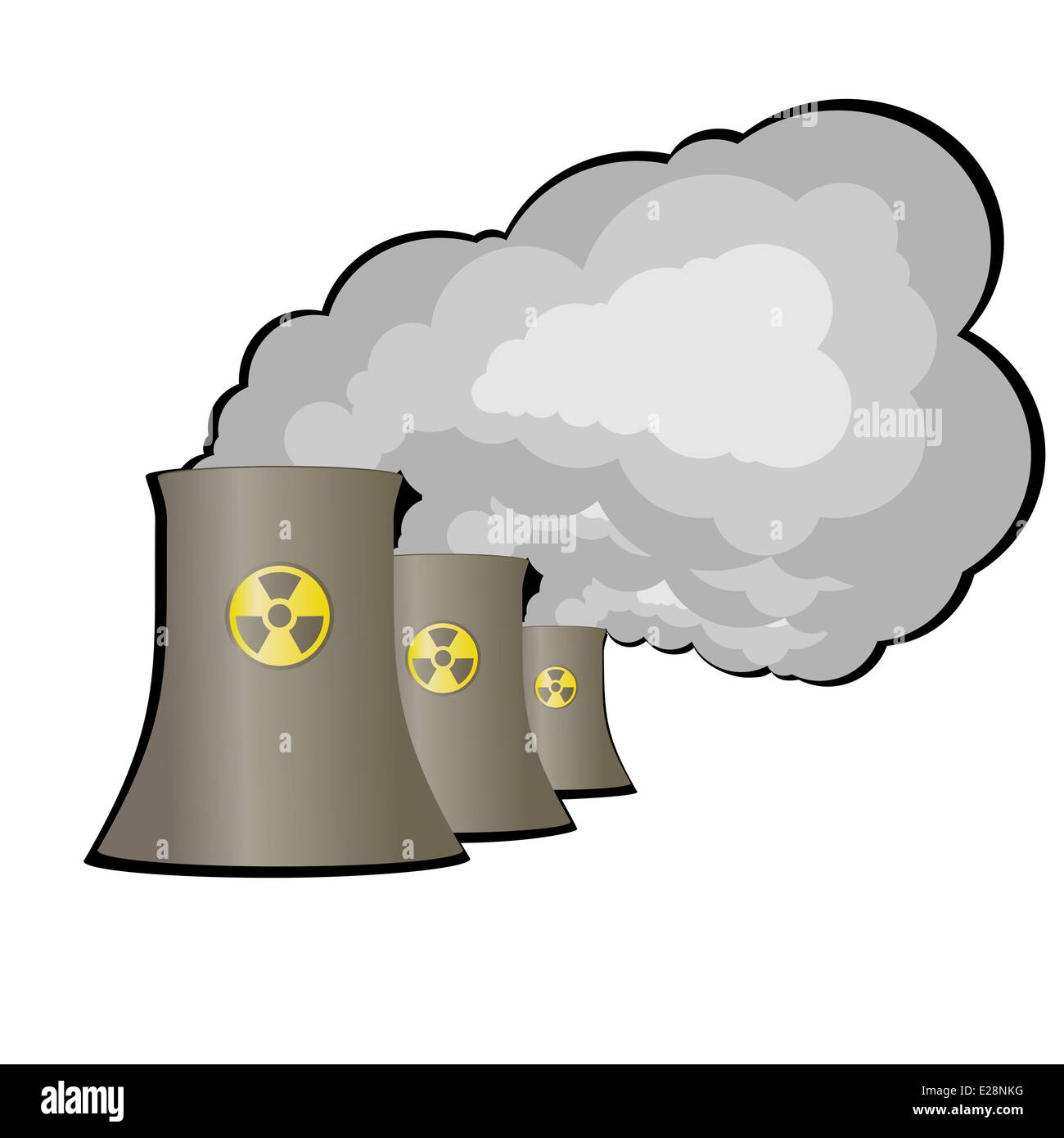 Pipes and energy complex with radiation sign. Illustration on white ...