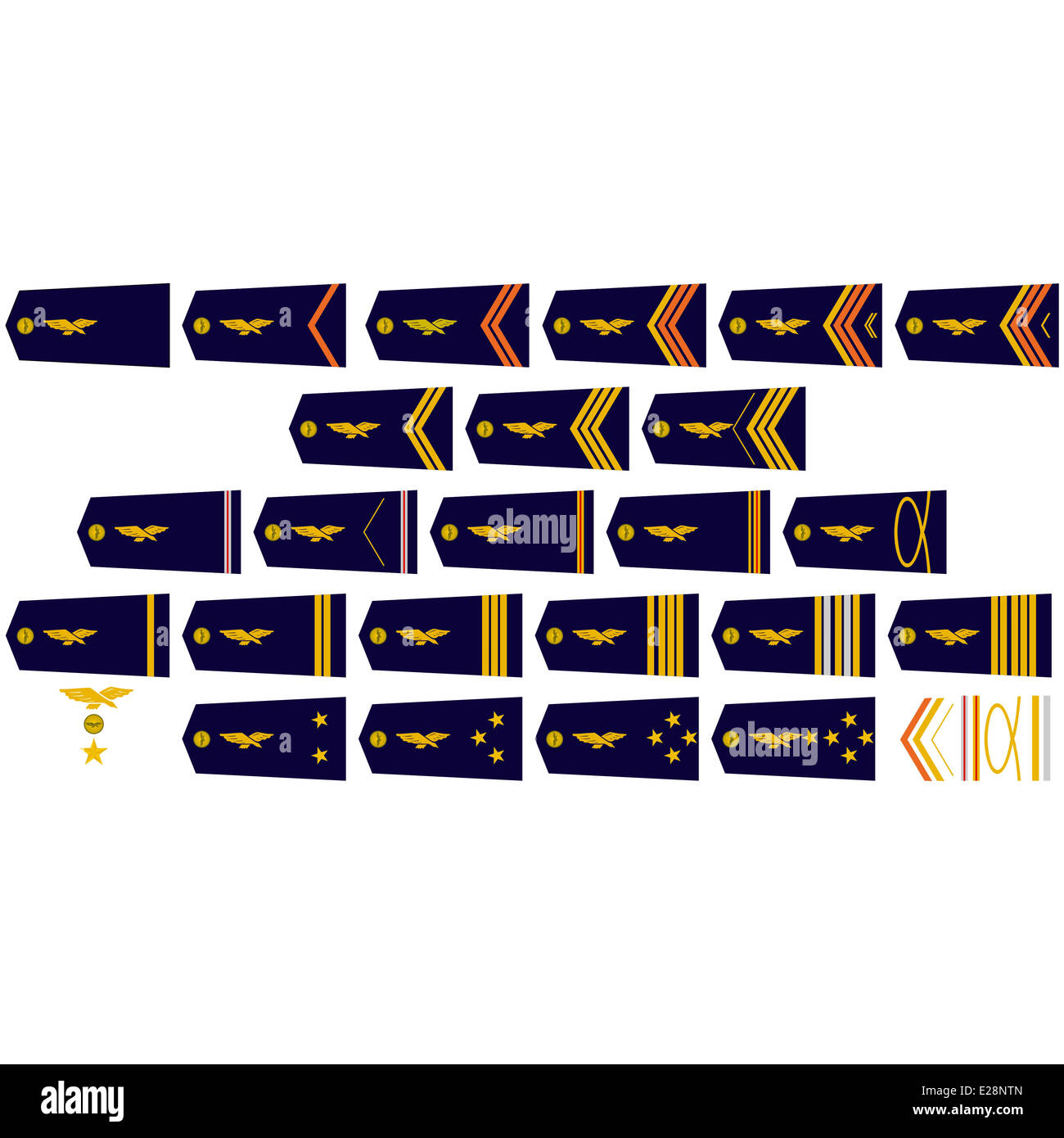 Military ranks and insignia of the world. Illustration on white ...