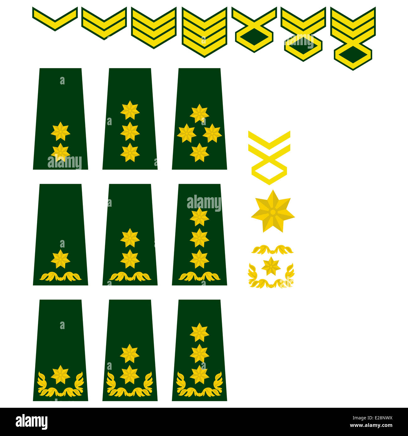 Military ranks and insignia of the world. Illustration on white ...