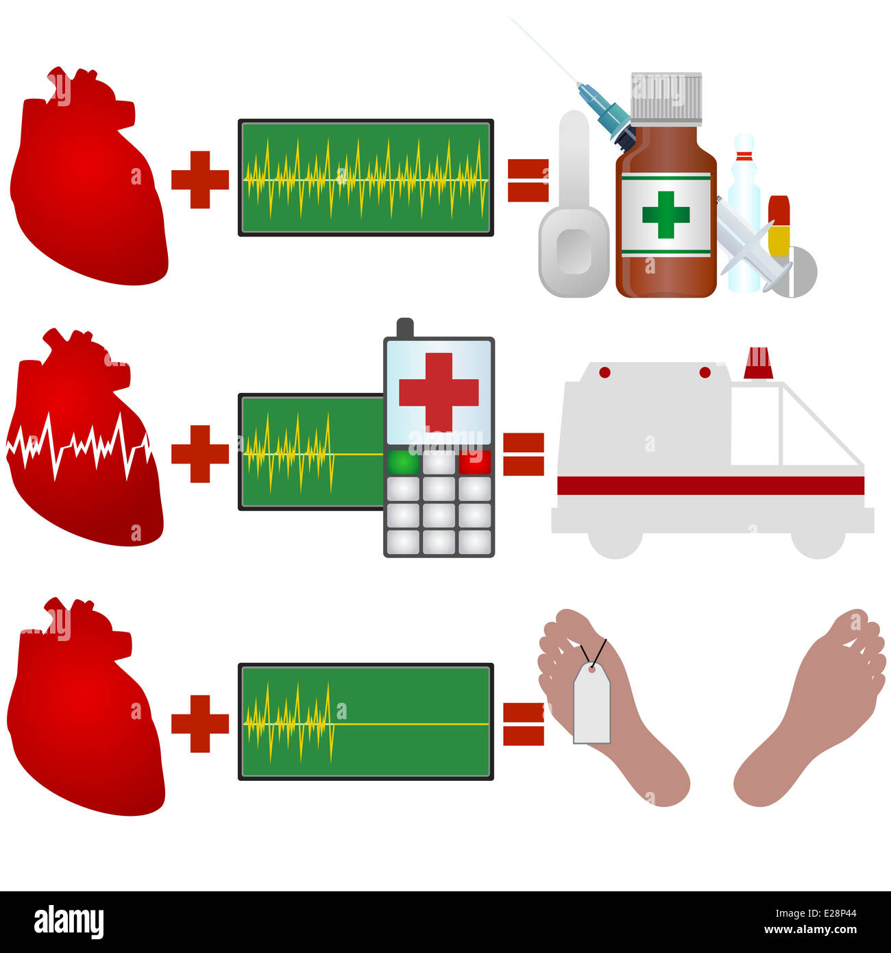 Abstract image of heart disease. Illustration on white background Stock ...