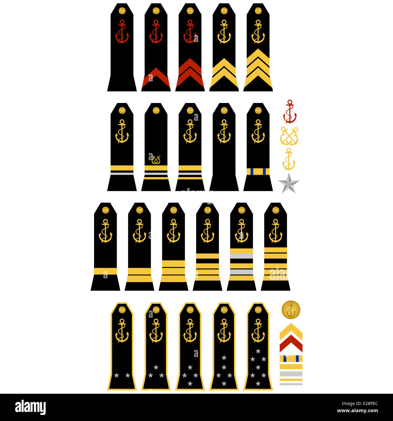 Military ranks and insignia of the world. Illustration on white ...