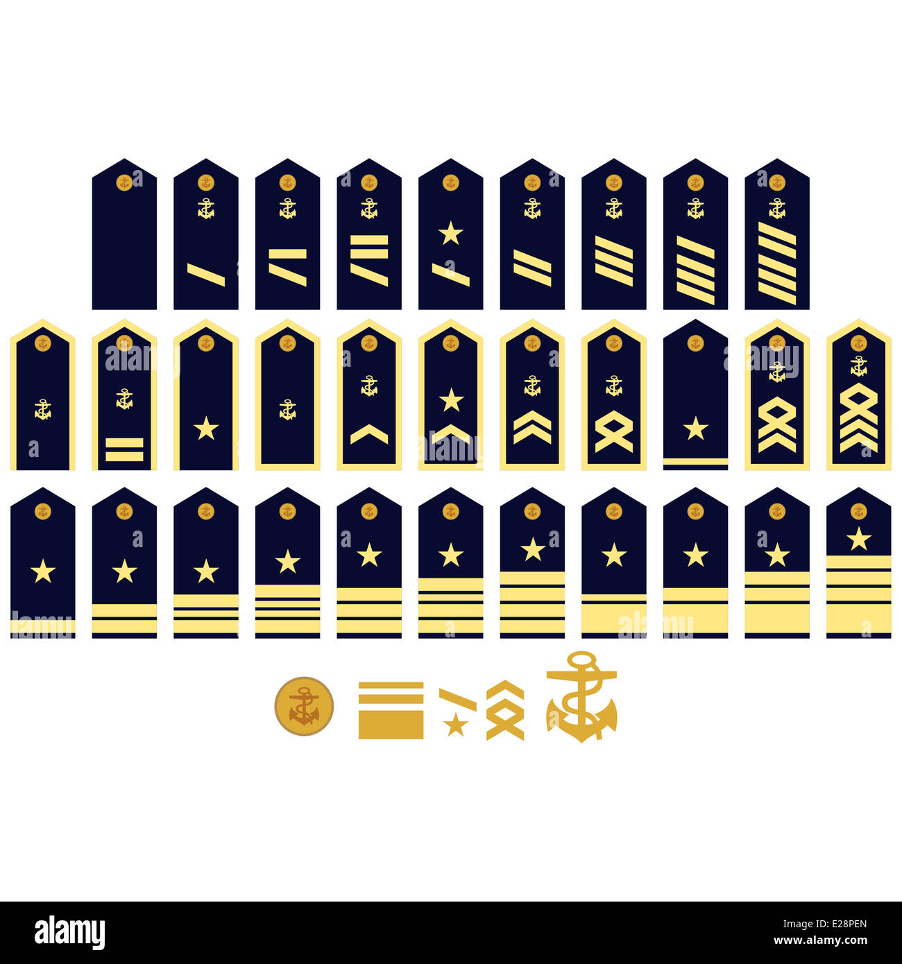 Military ranks and insignia of the world. Illustration on white ...
