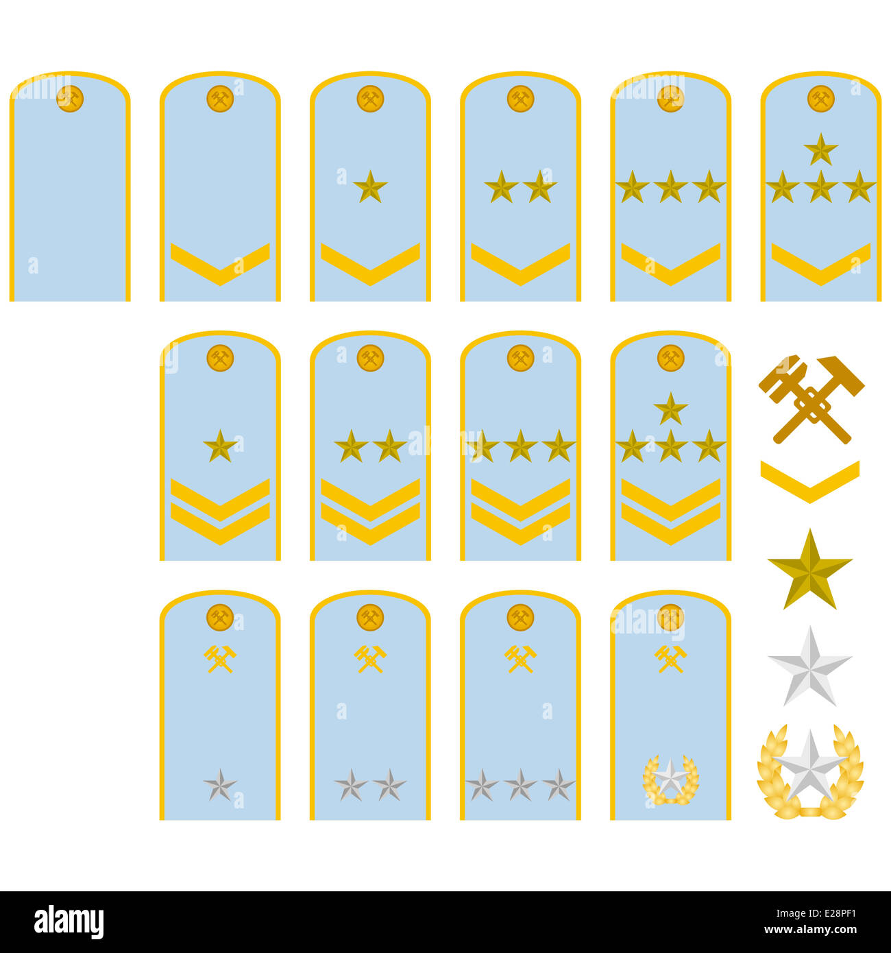 Military ranks and insignia of the world. Illustration on white ...