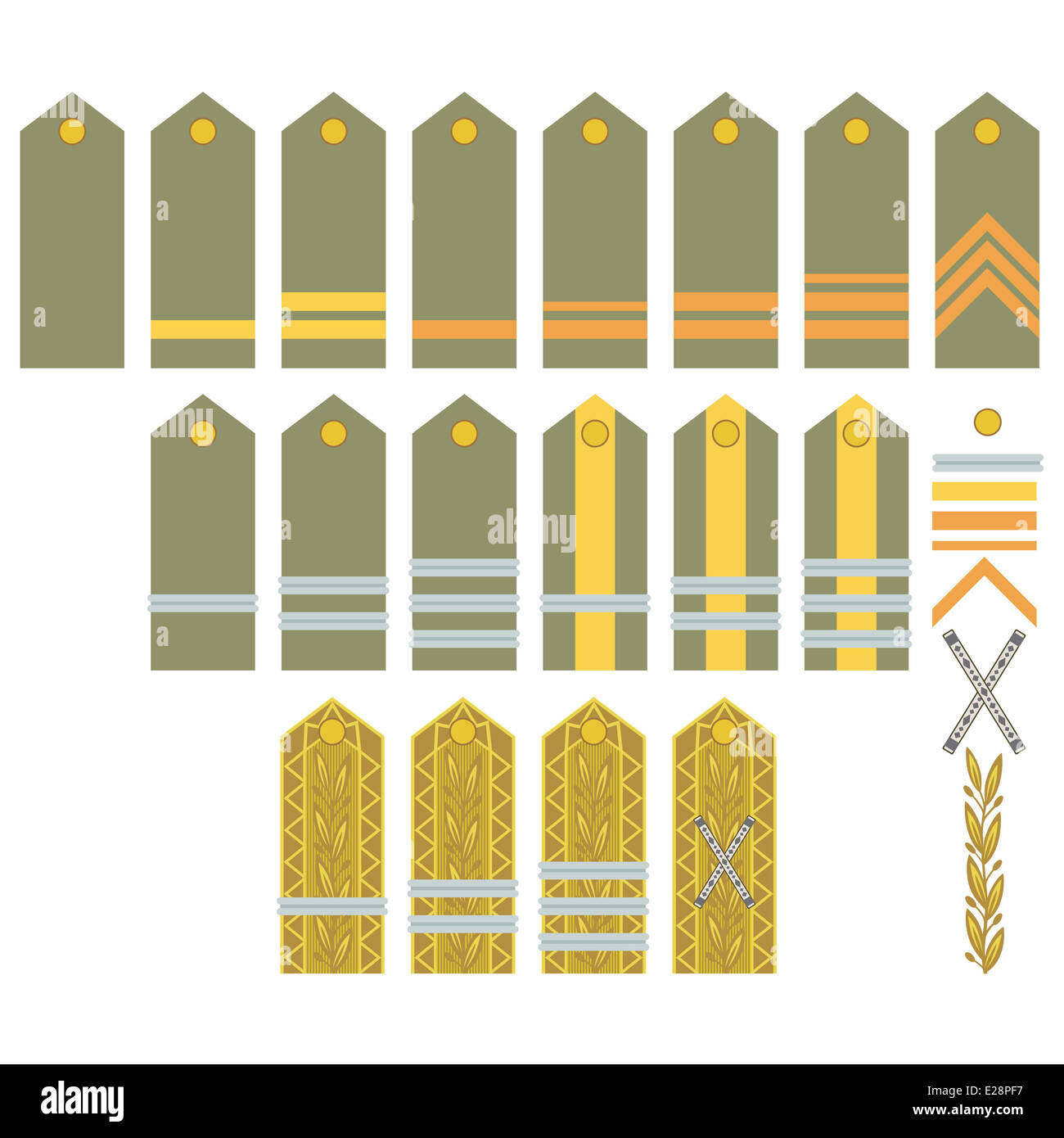Military ranks and insignia of the world. Illustration on white ...