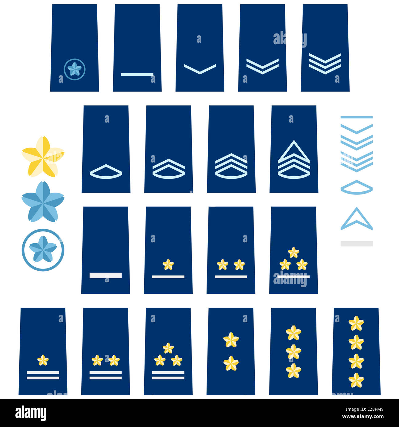 Military ranks and insignia of the world. Illustration on white ...