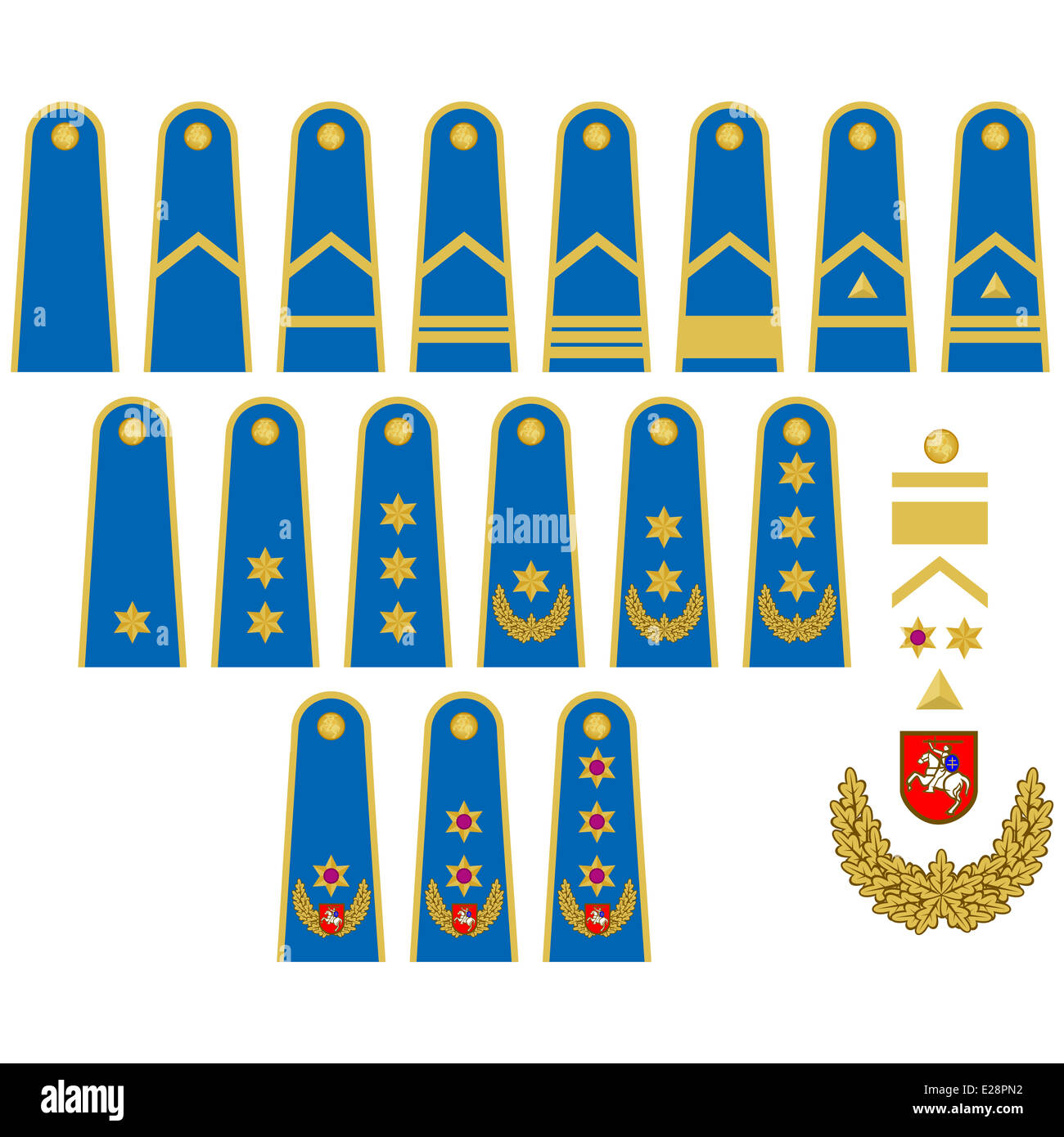 Military ranks and insignia of the world. Illustration on white ...