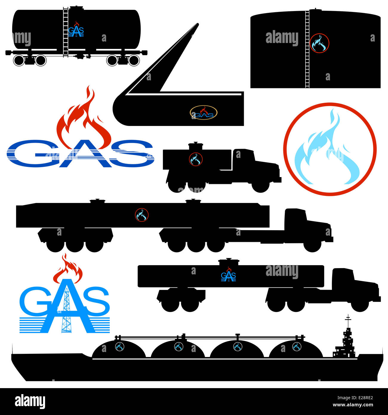 Objects transportation and storage of natural gas. Illustration on ...