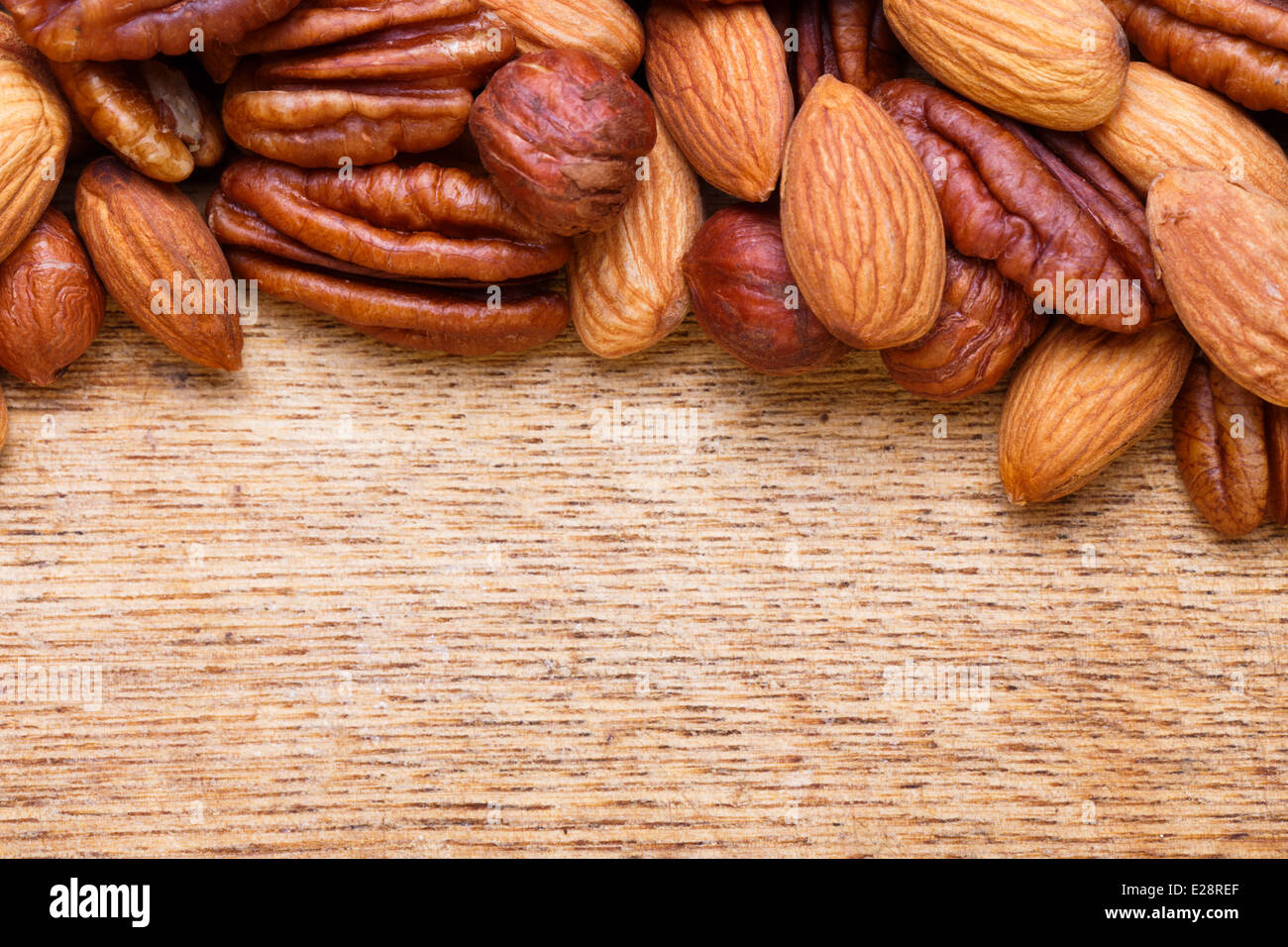 Background texture of assorted mixed nuts including cashew nuts, pecan ...
