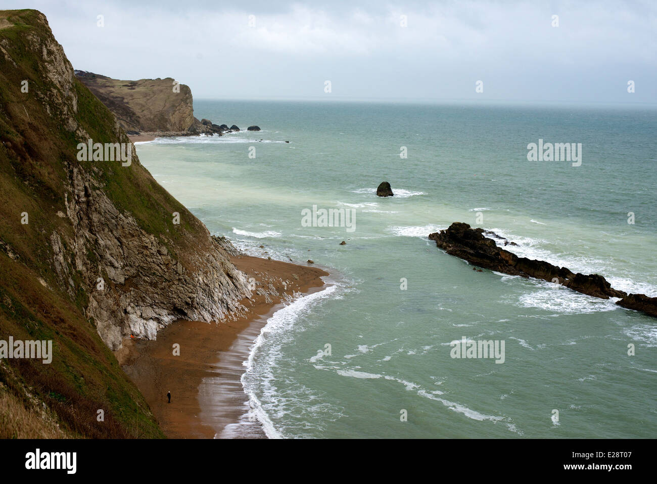The Dorset Crumple, the Portland Stone "Man of War" stack at Lulworth ...