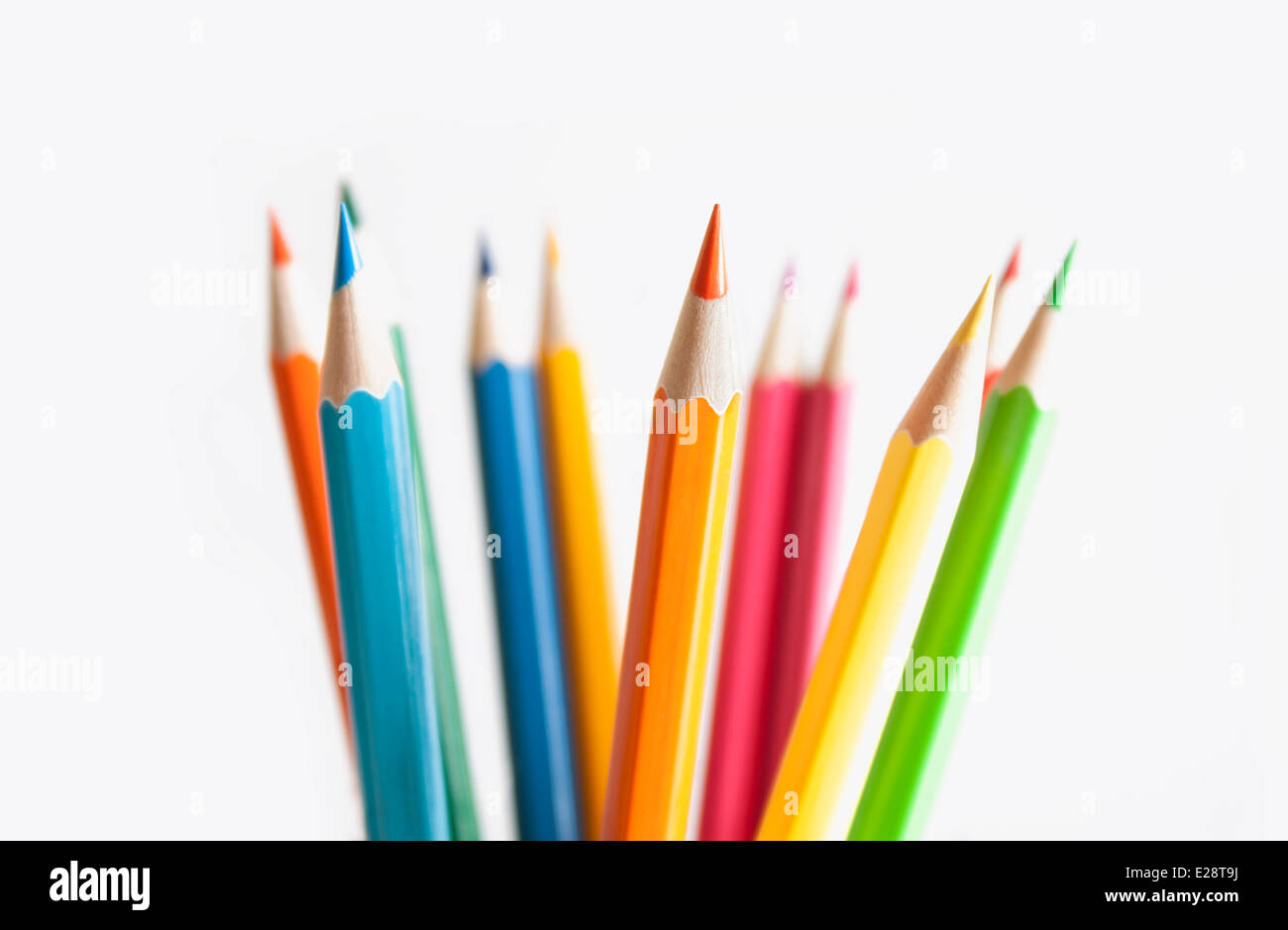 Stack of colored pencils with shallow depth of field Stock Photo - Alamy