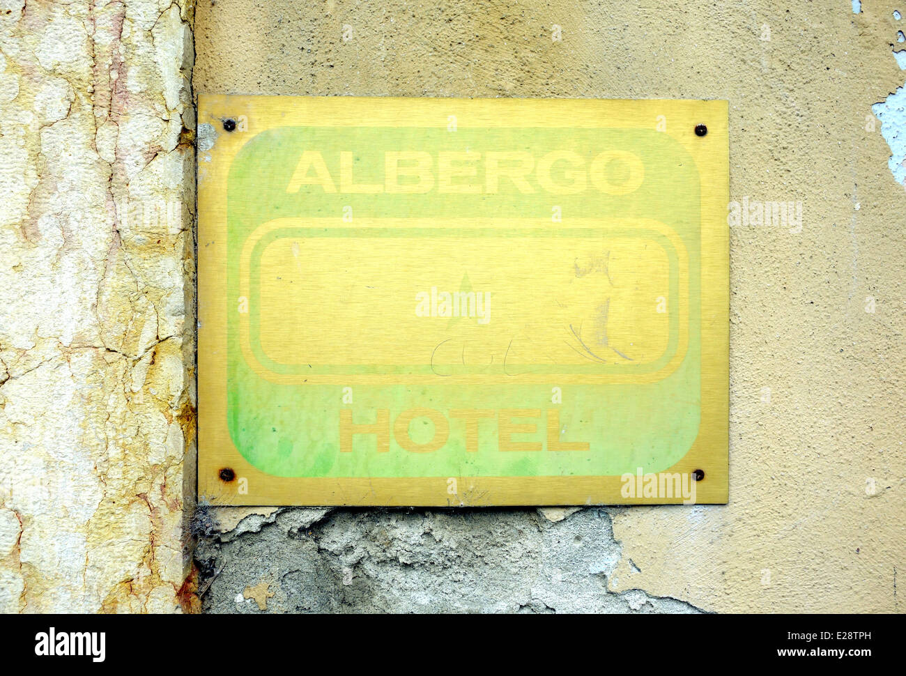 Old Italian Hotel sign Stock Photo - Alamy