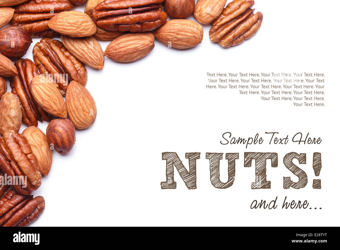 Background texture of assorted mixed nuts including cashew nuts, pecan ...