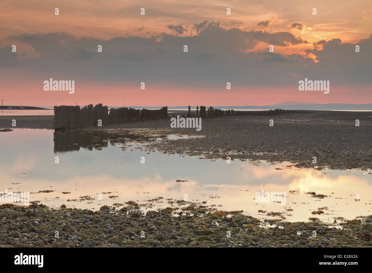 sunset over morecambe bay at low tide, map ref, (rough estimate) 442 ...
