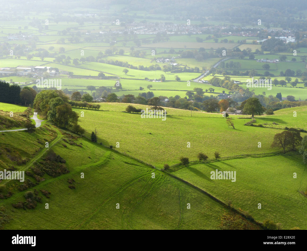 A view of the Welsh countryside from Moel Famau Stock Photo - Alamy