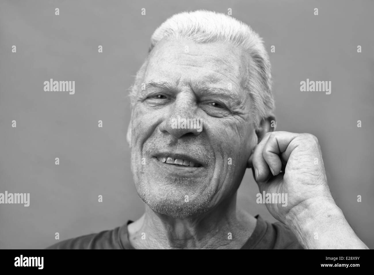 Senior man happy expression Black and White Stock Photos & Images - Alamy