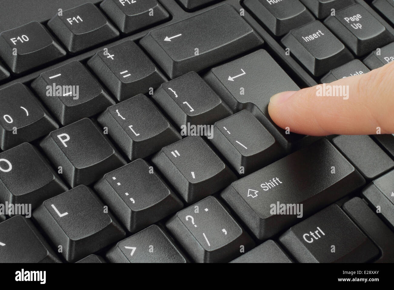Finger pushing the button of keyboard Stock Photo - Alamy