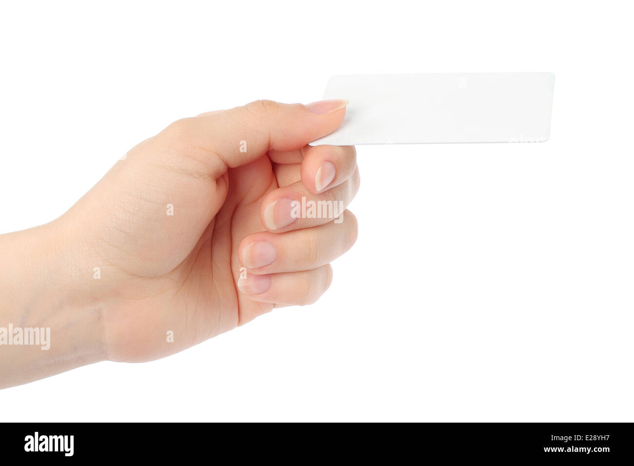 Hand holds charge card on white background Stock Photo - Alamy