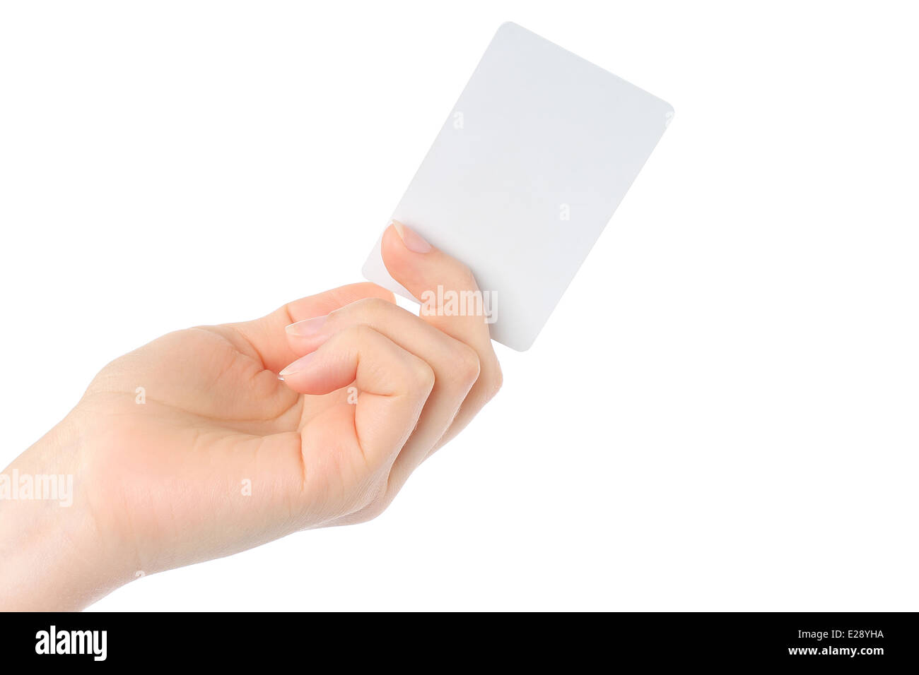 Hand holds charge card on white background Stock Photo - Alamy
