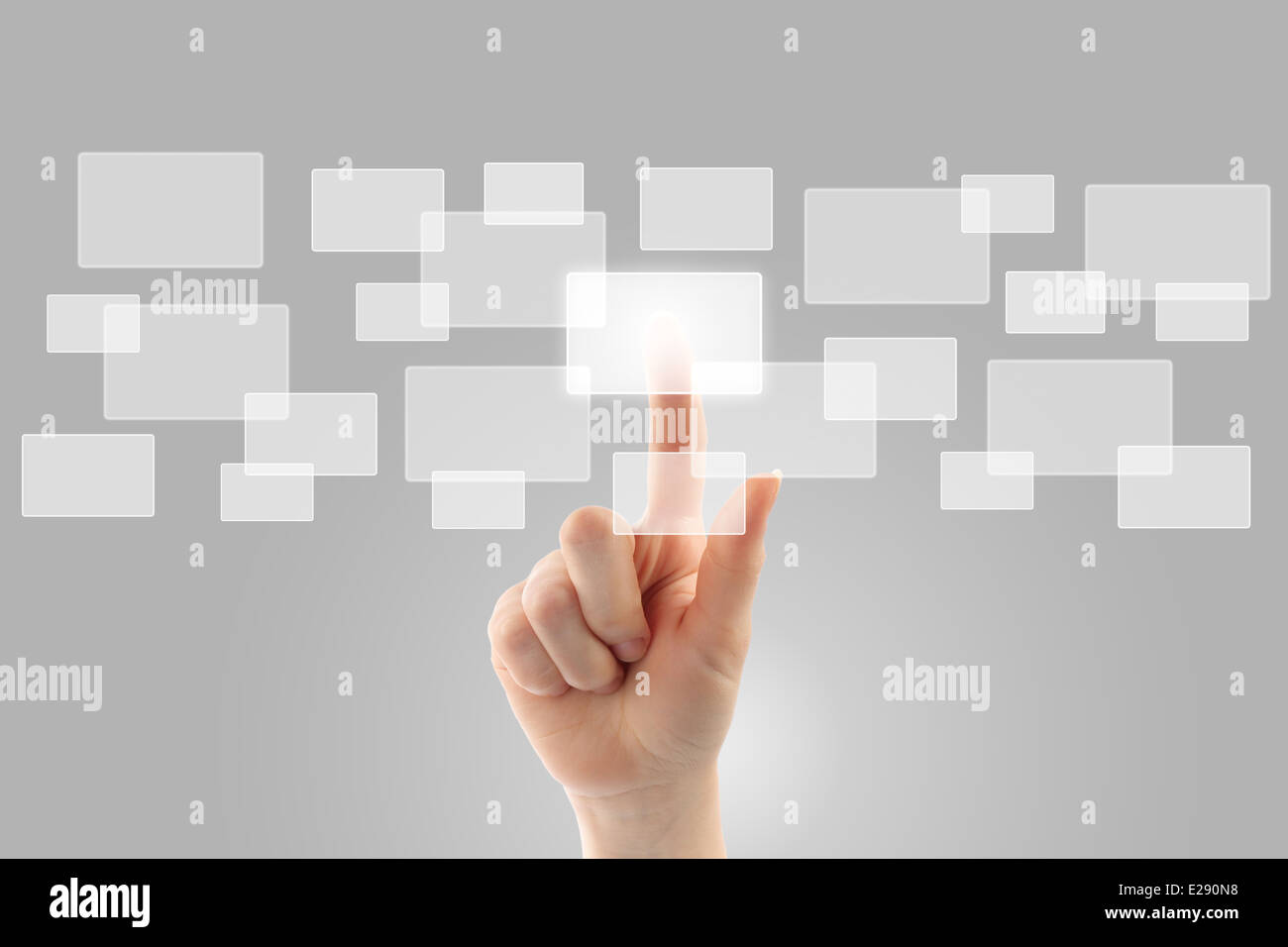 Woman hand with touch screen interface close-up Stock Photo - Alamy