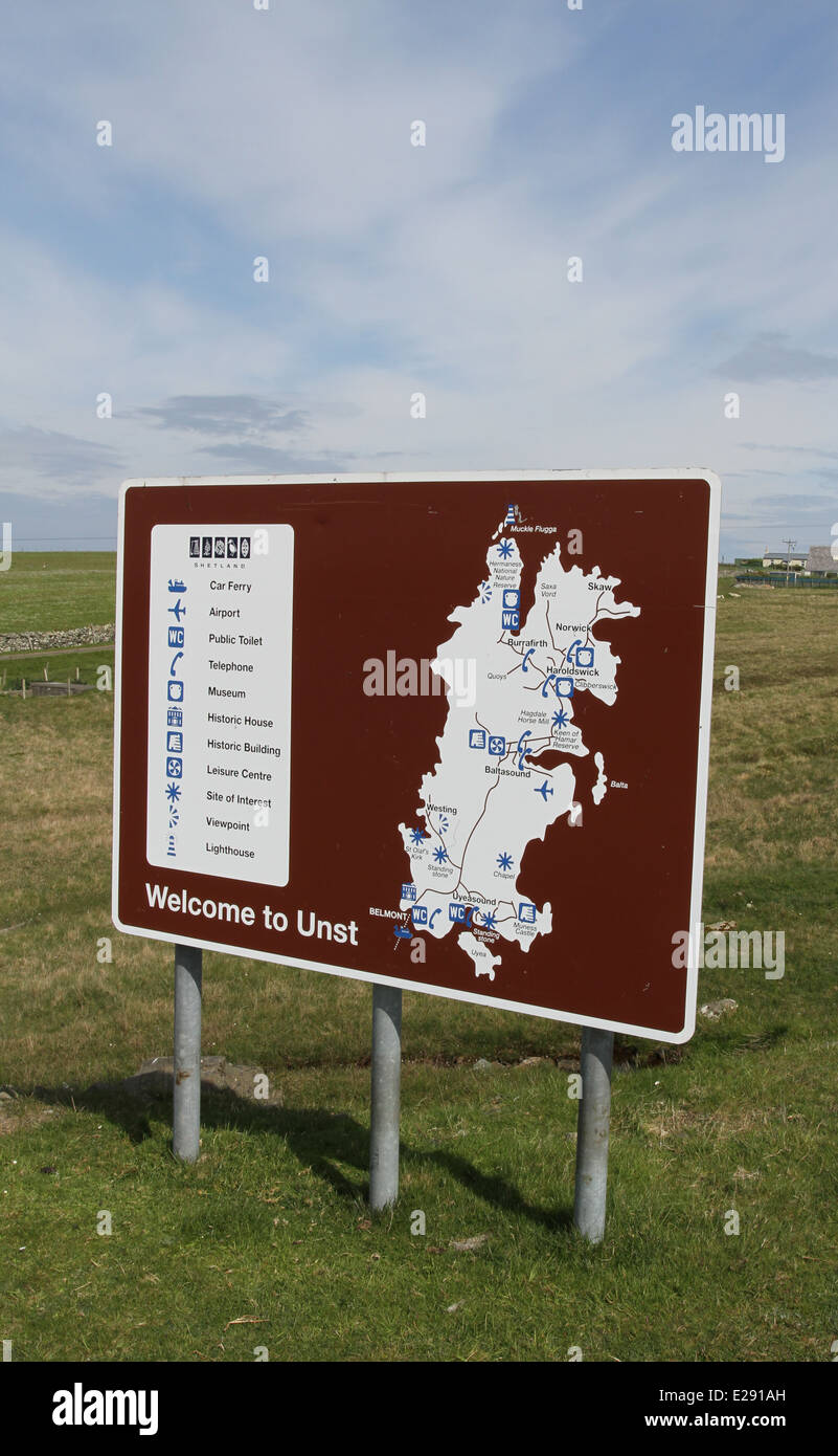 Welcome to unst sign and map hi-res stock photography and images - Alamy