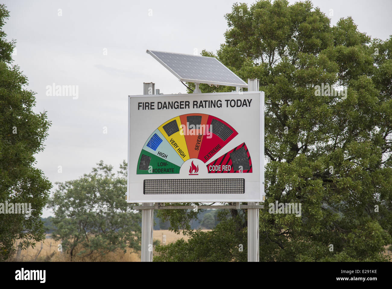 'Fire Danger Rating Today' sign at high level, Victoria, Australia ...