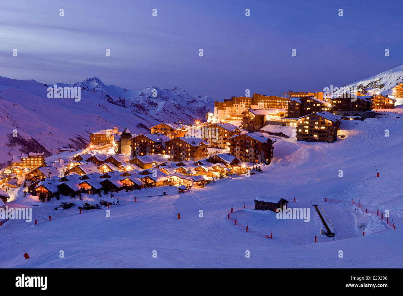 France, Savoie, Les Menuires ski resort in the Three Valleys, Des ...