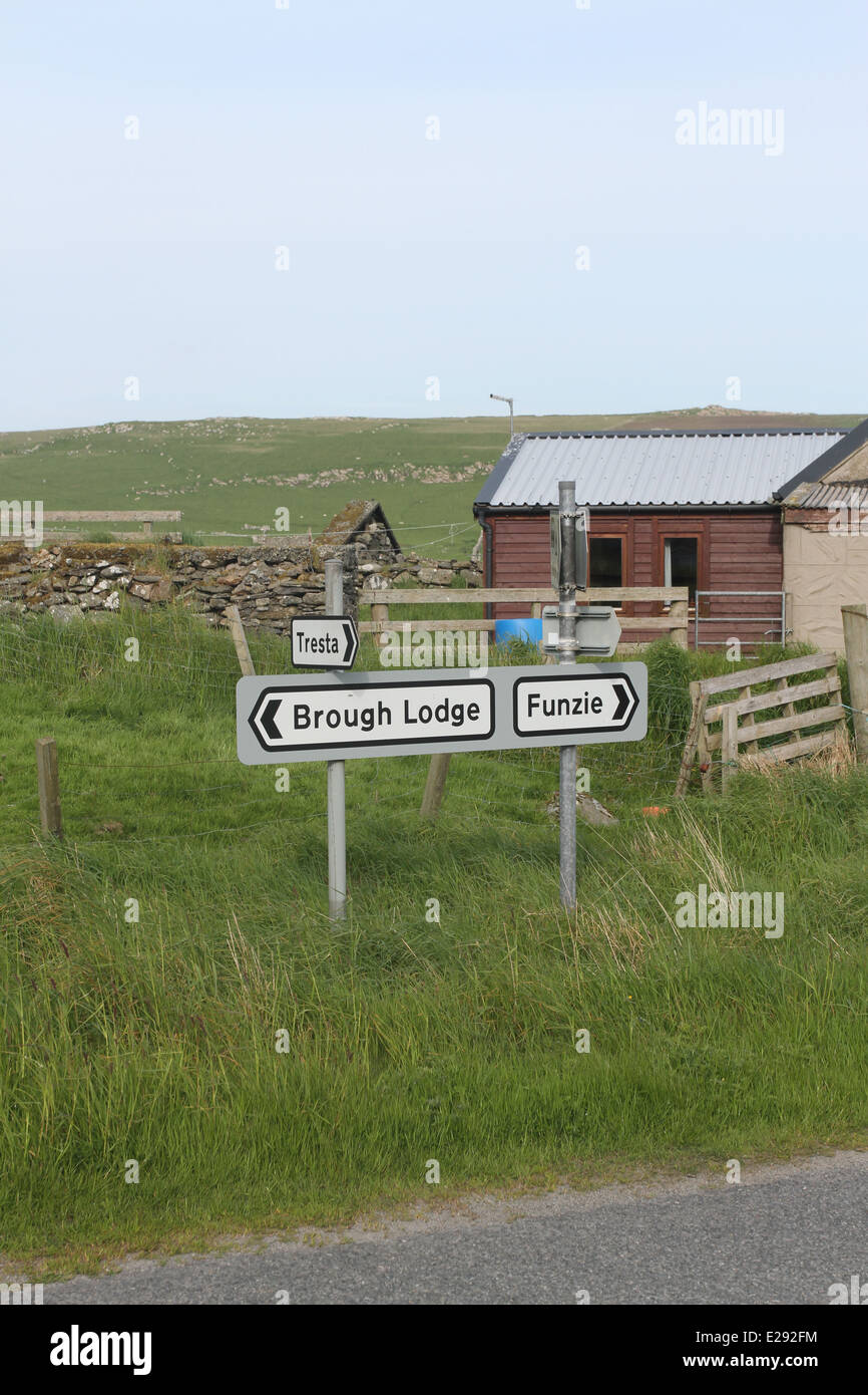 Sign post Fetlar Shetland Scotland June 2014 Stock Photo - Alamy