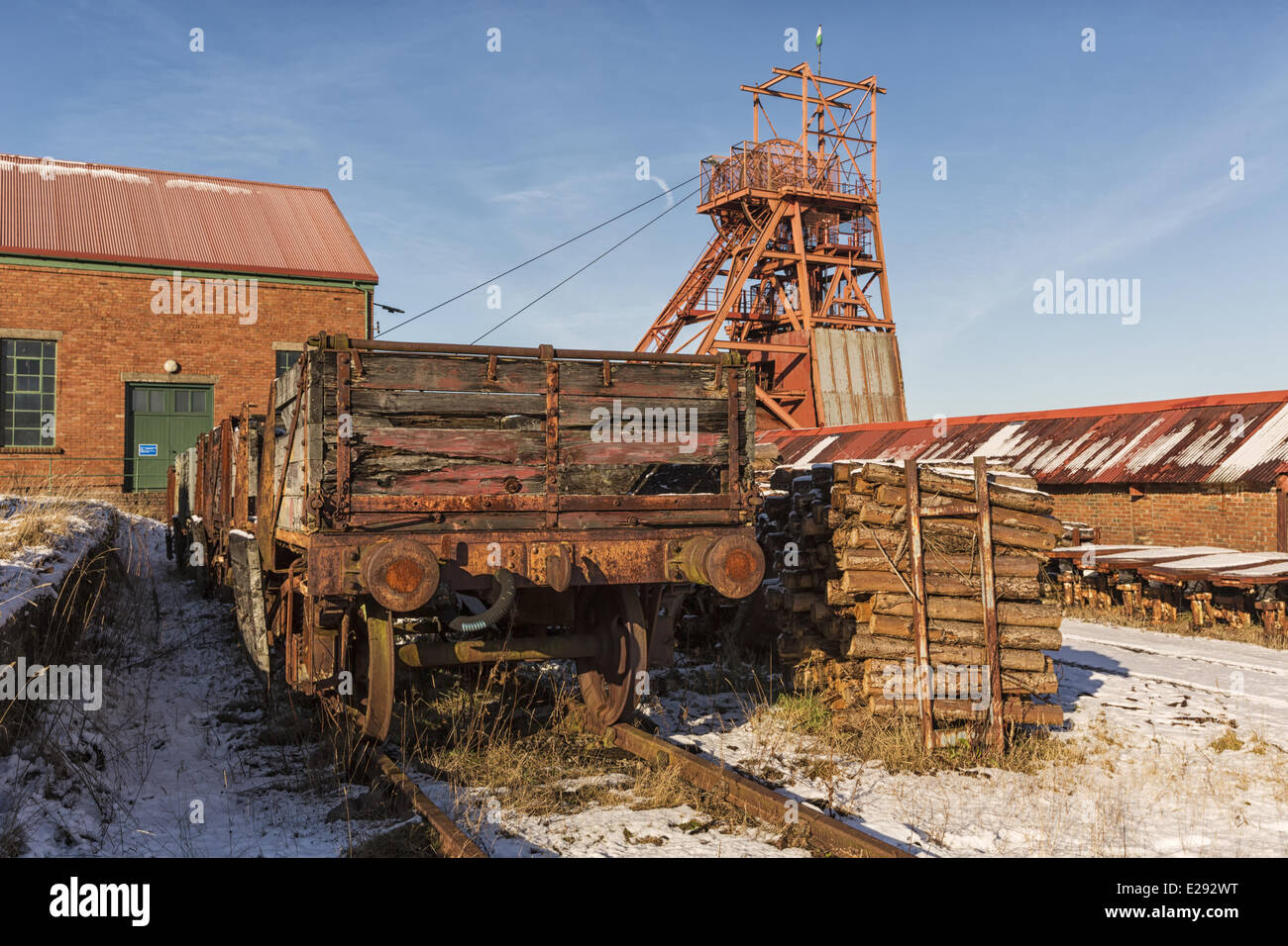 Coal mine industrial heritage museum in snow, Big Pit National Coal ...