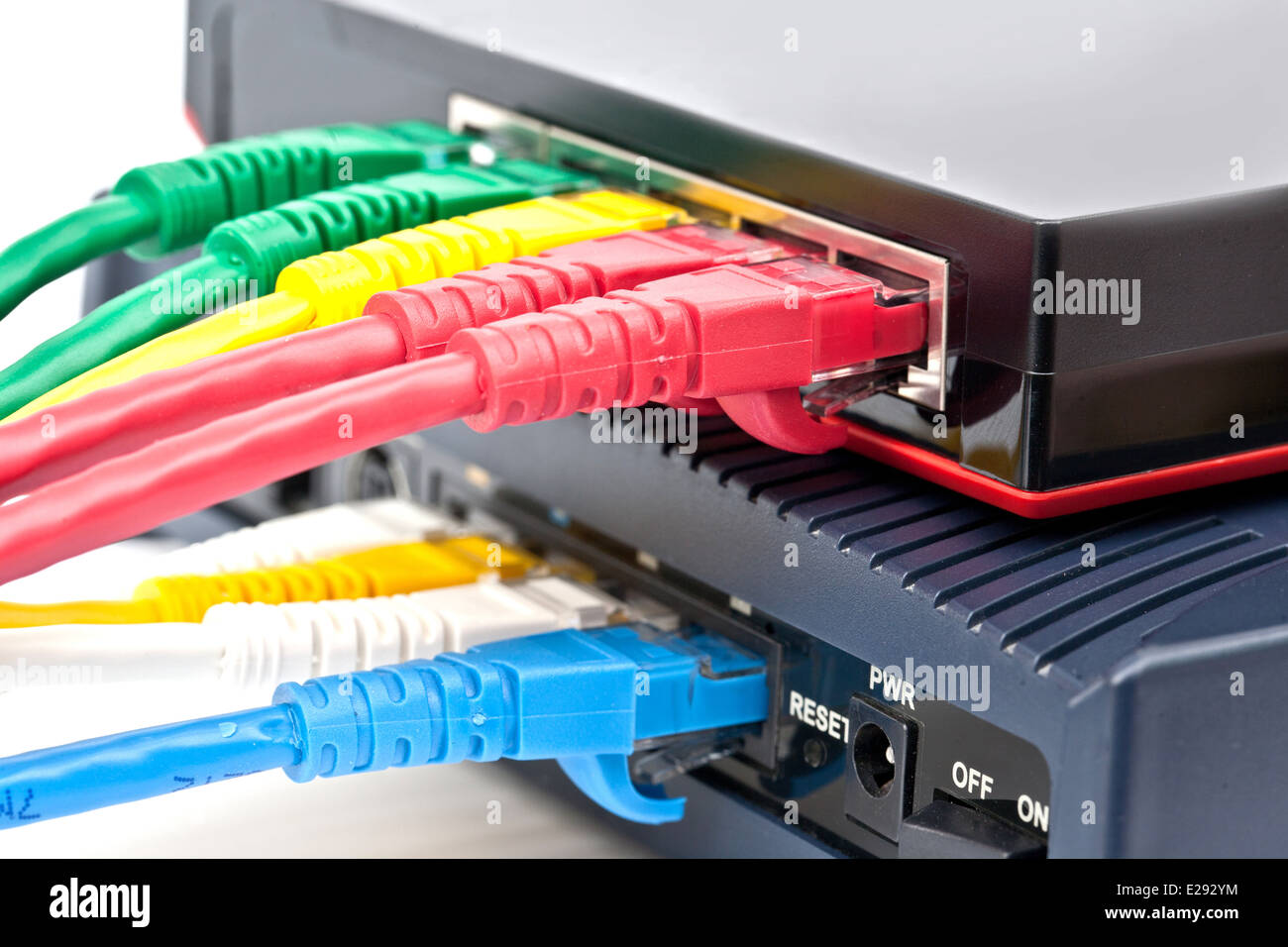 Ethernet switch isolated and router connect Lan colorful Stock Photo ...