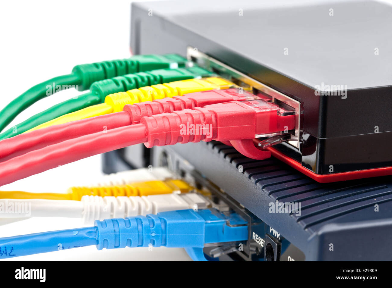 Ethernet switch isolated and router connect Lan Stock Photo - Alamy