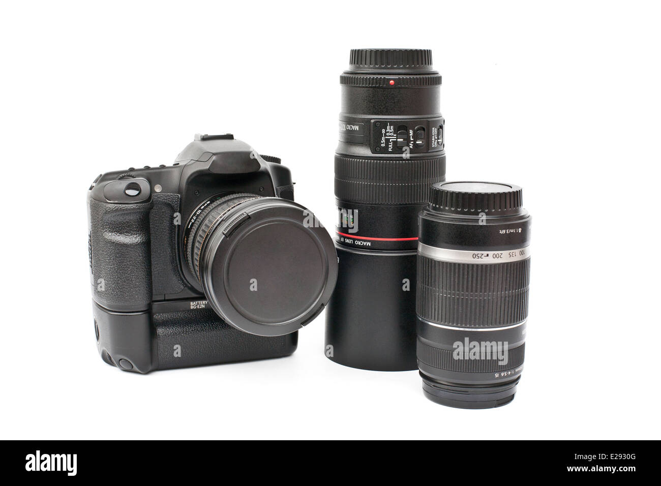 One black camera and lens isolated on white background Stock Photo - Alamy