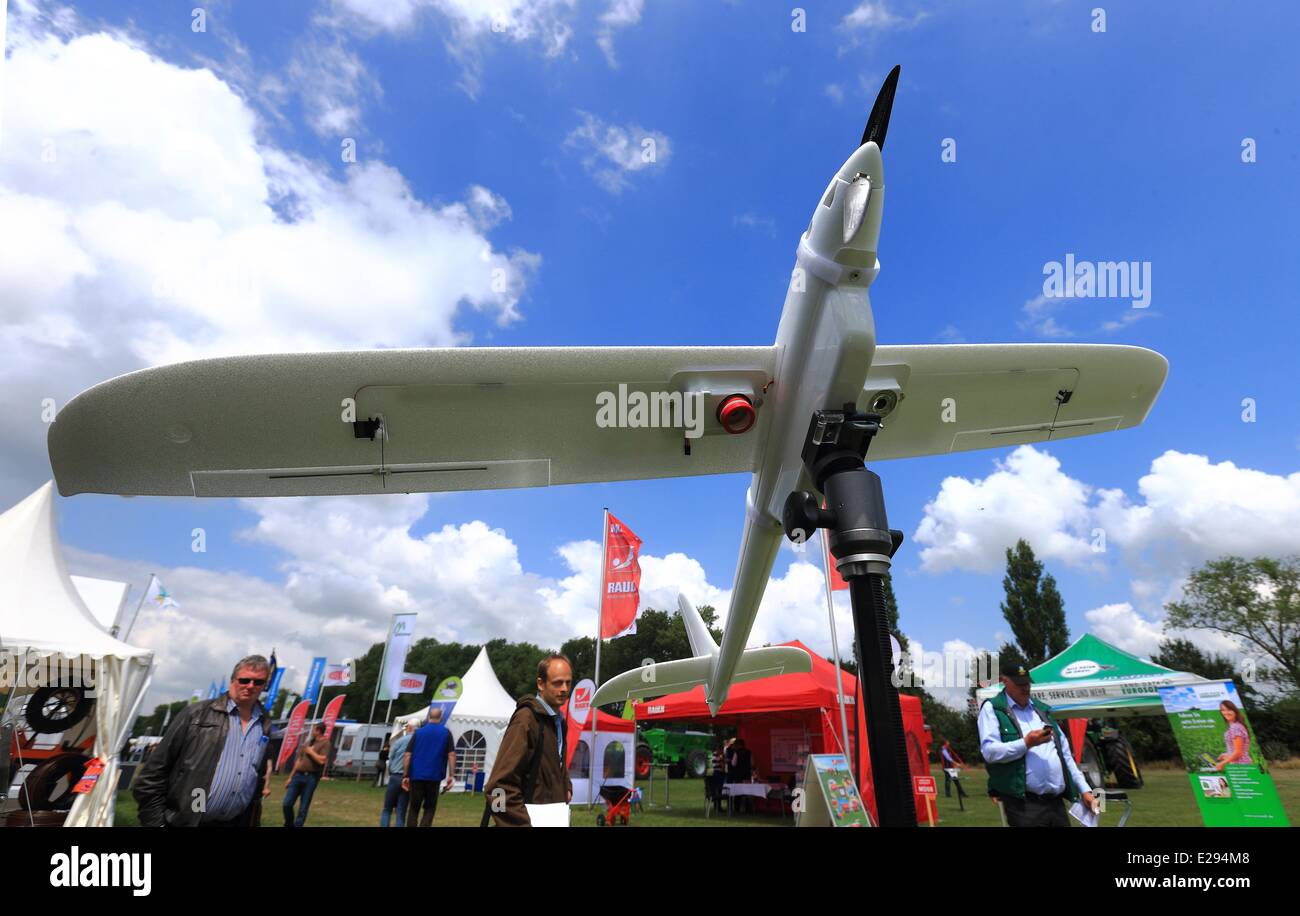 Bernburg, Germany. 17th June, 2014. Modern drones are on display at the ...