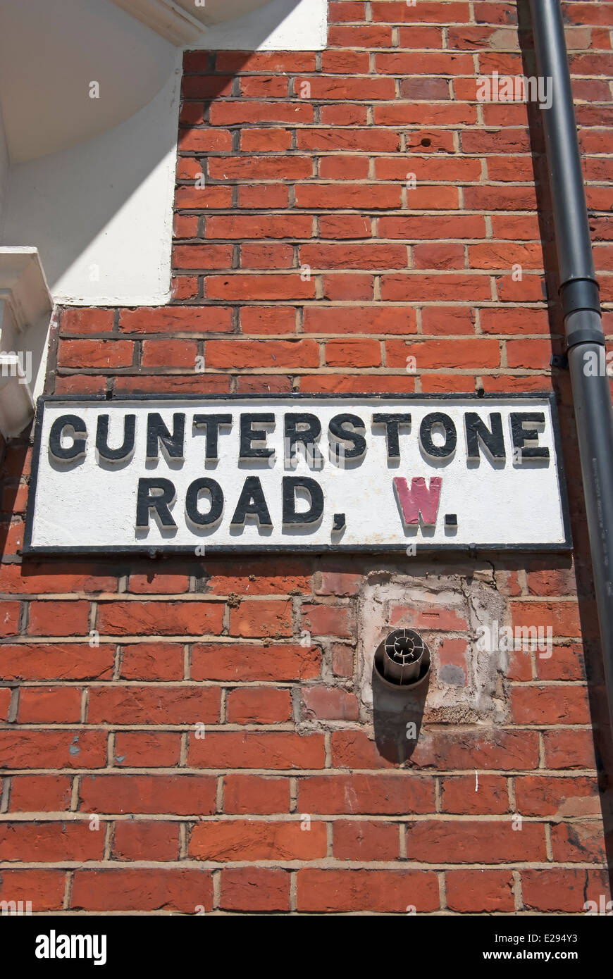 vintage street name sign for gunterstone road, kensington, london ...