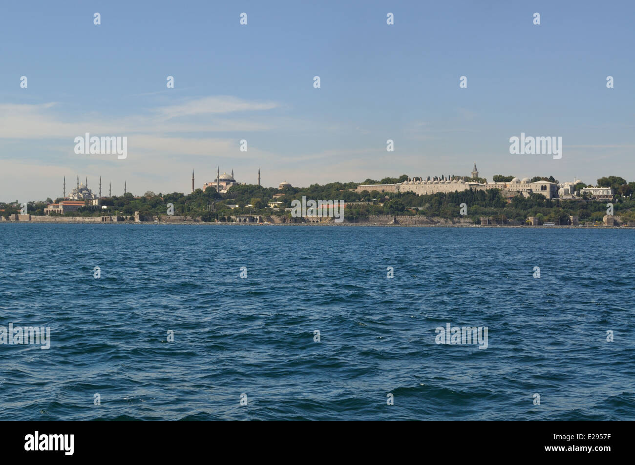 Topkapi Palace,Hagia Sophia,Blue mosque,view from Bosphorus strait ...