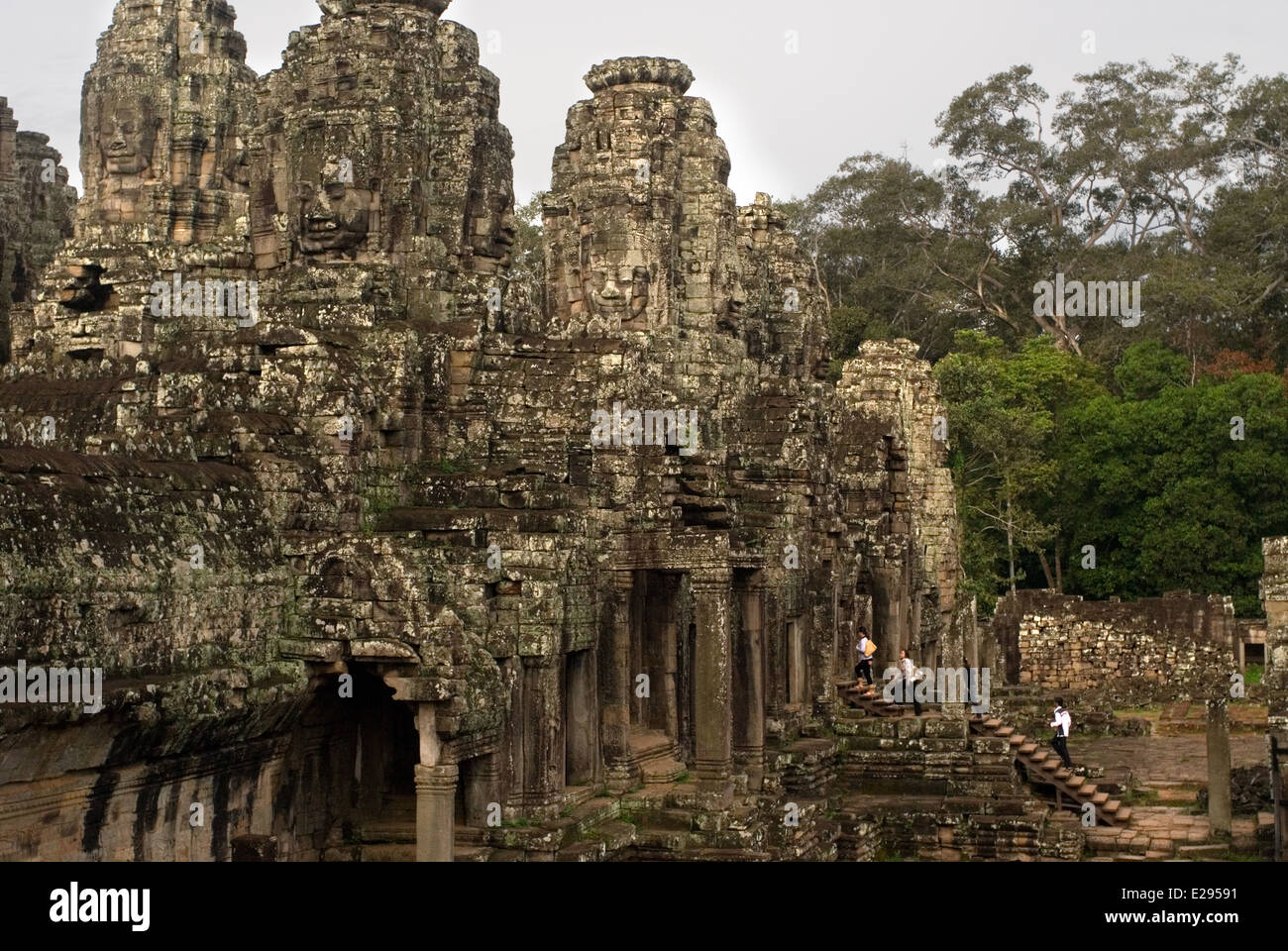 The faces of the Bayon temple. Angkor Thom. Angkor Thom was built as a ...