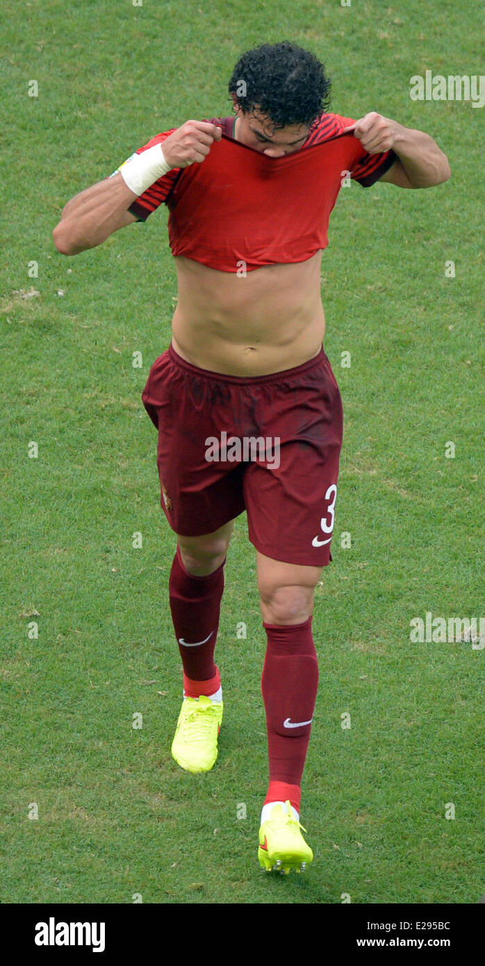 Portugal's Pepe leaves the pitch after receiving the red card during ...
