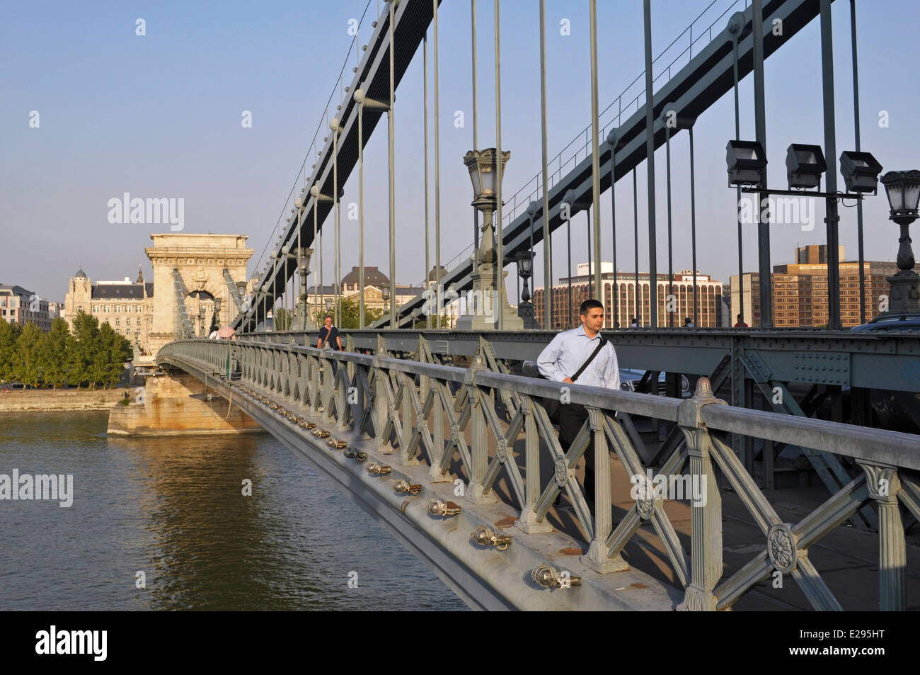 Budapest chain bridge pedestrians hi-res stock photography and images ...