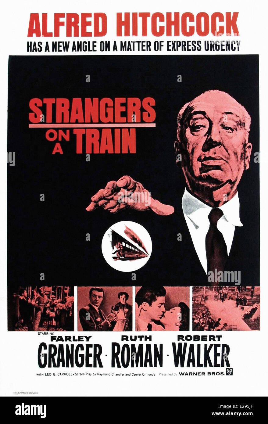 Strangers on a Train - Movie Poster - Director: Alfred Hitchcock - 1951 - Warner Bros Stock ...