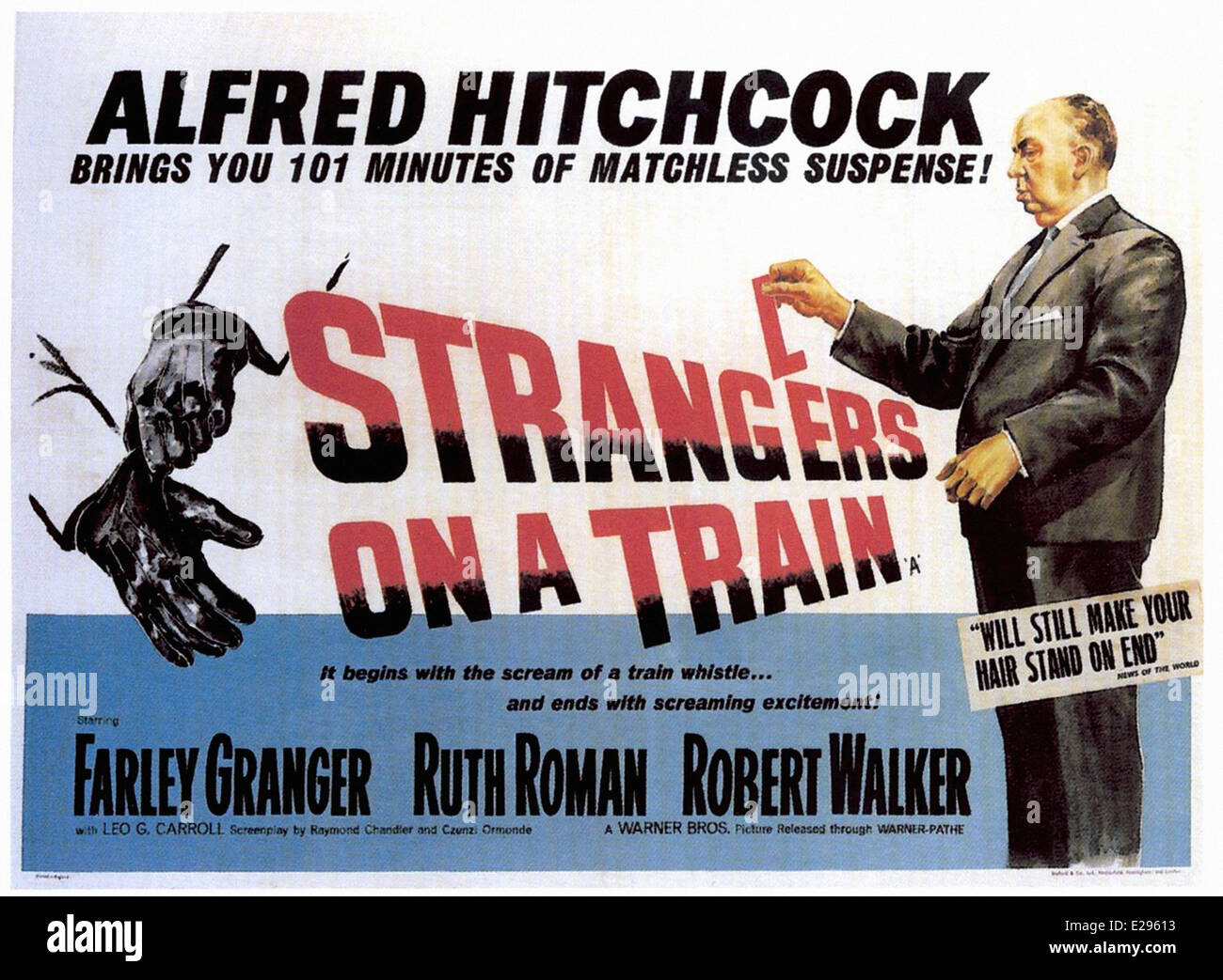 Strangers on a Train - Movie Poster - Director: Alfred Hitchcock - 1951 ...