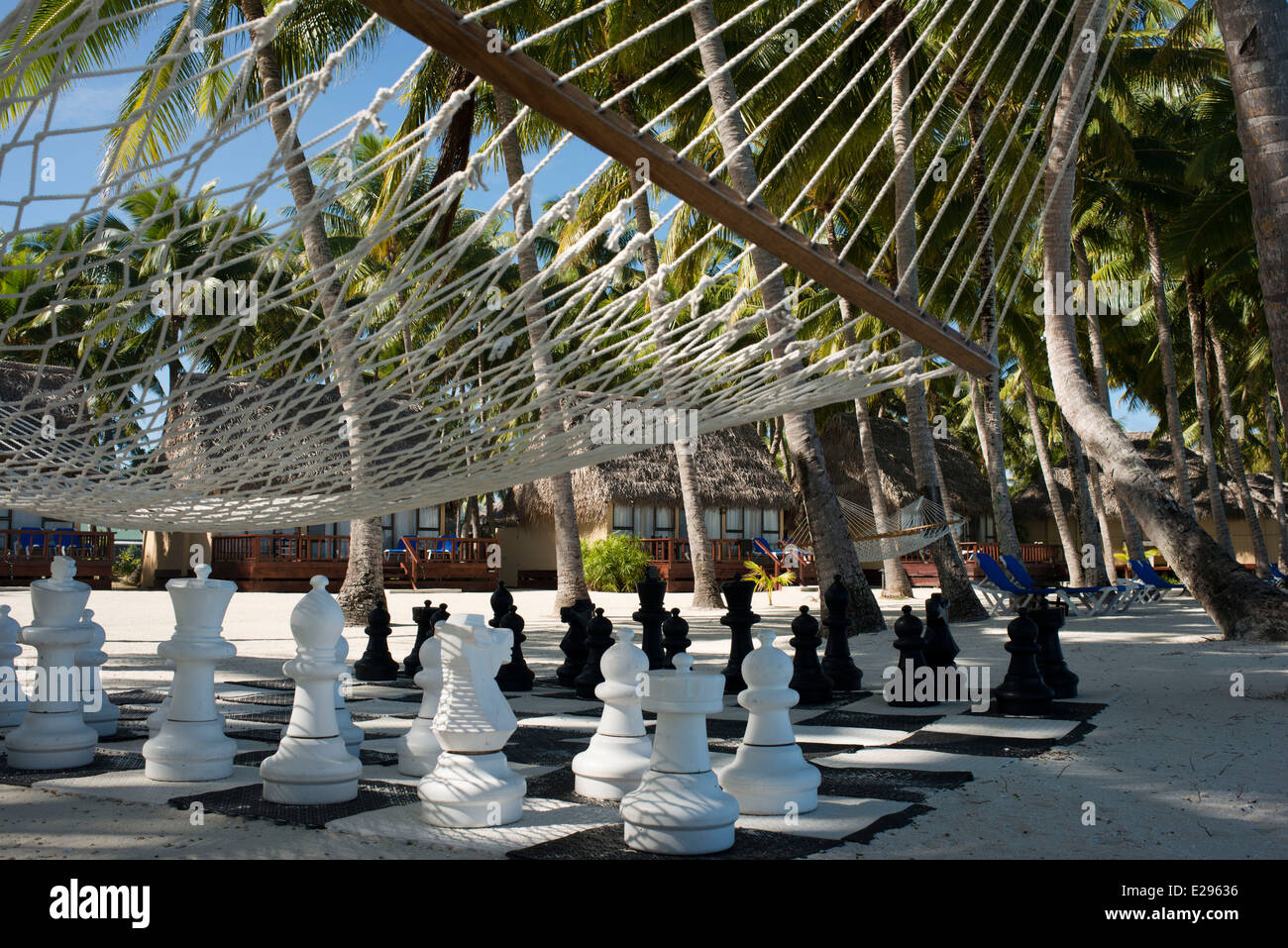 Aitutaki. Cook Island. Polynesia. South Pacific Ocean. Giant chess set ...