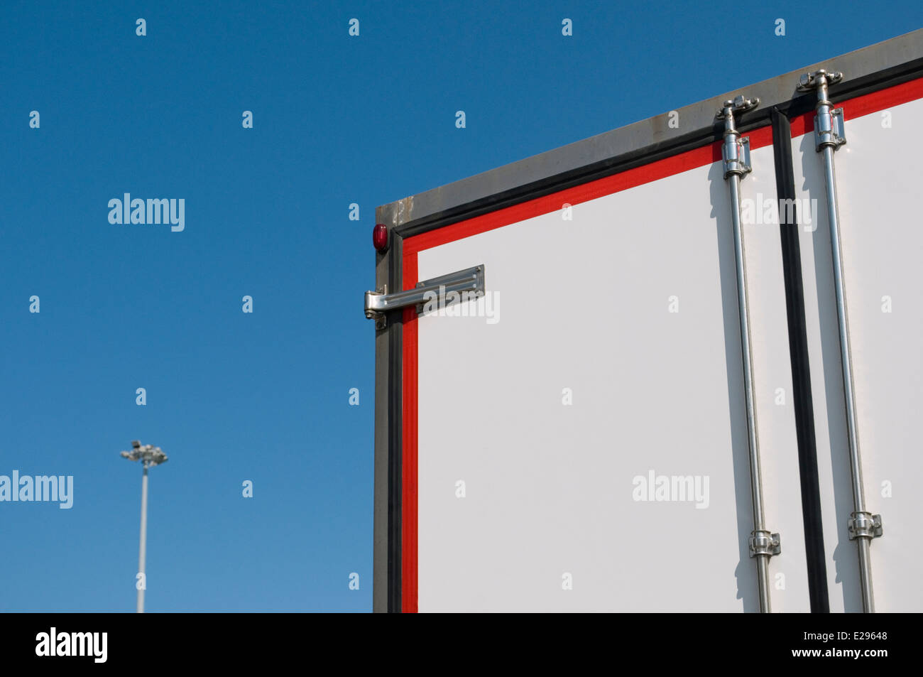 Rear view of container lorry door Stock Photo - Alamy