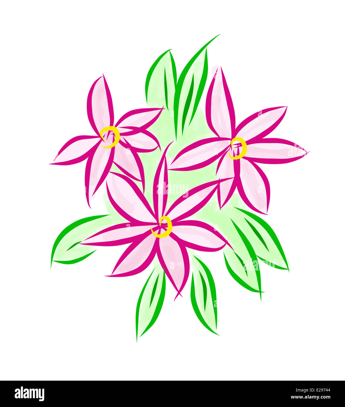 Illustration of a simplistic bunch of flowers Stock Photo - Alamy