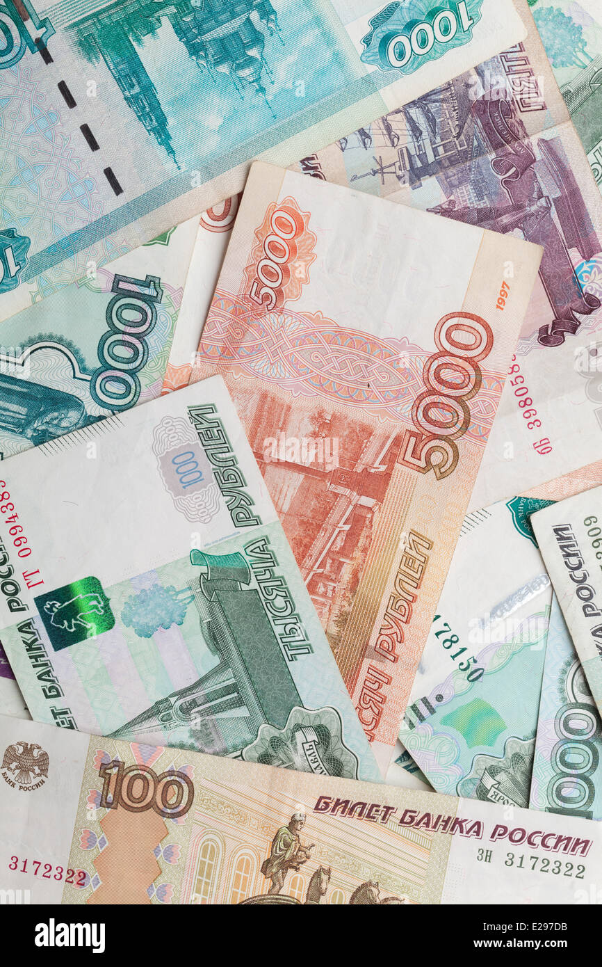 Russian money background. Rubles banknotes closeup photo texture Stock ...