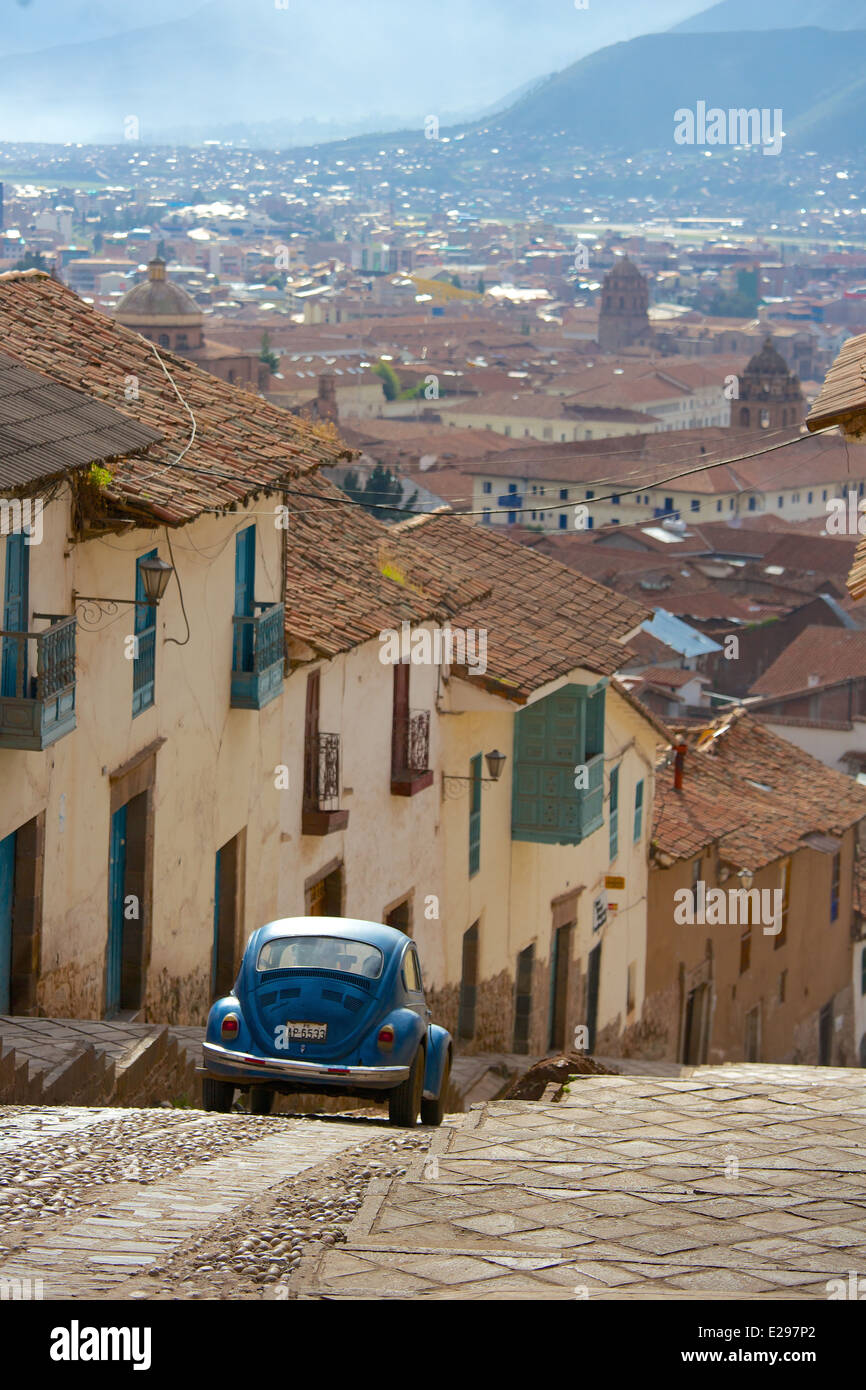 A pretty street scene in Cusco, Peru, the ancient seat of the Inca ...