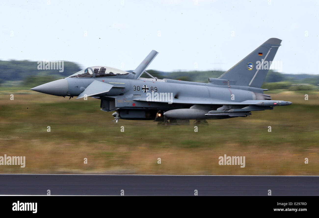 Jagel, Germany. 17th June, 2014. An F-16 fighter jets lands at the ...