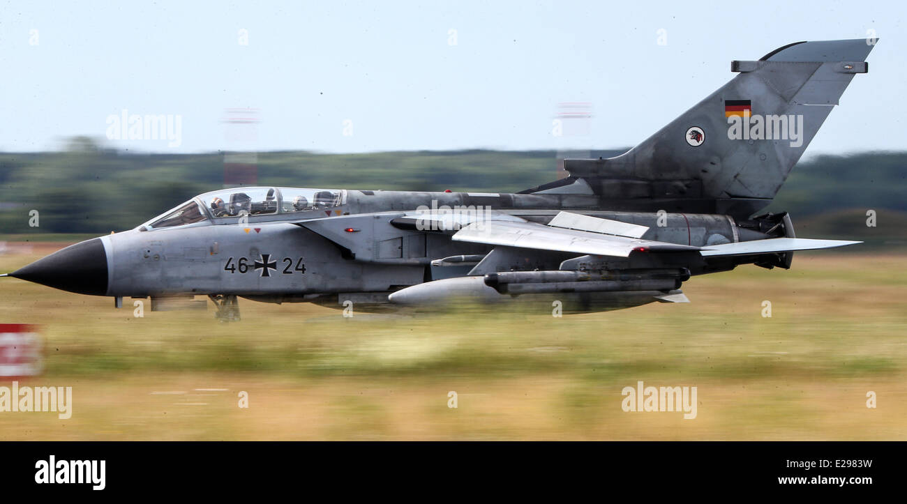 Jagel, Germany. 17th June, 2014. A Tornado fighter jet lands at the ...