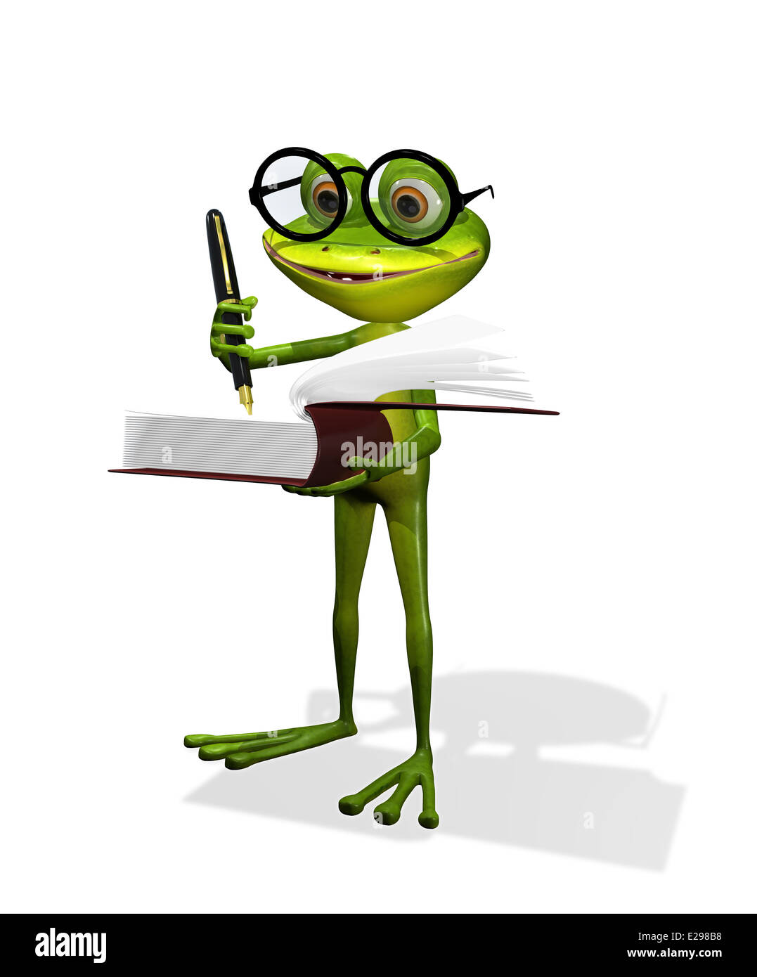 illustration curious frog in glasses with a books Stock Photo - Alamy